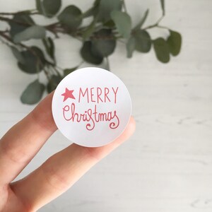 MERRY CHRISTMAS STICKERS - Red With a Star Design - Gift Labels, Gift ...