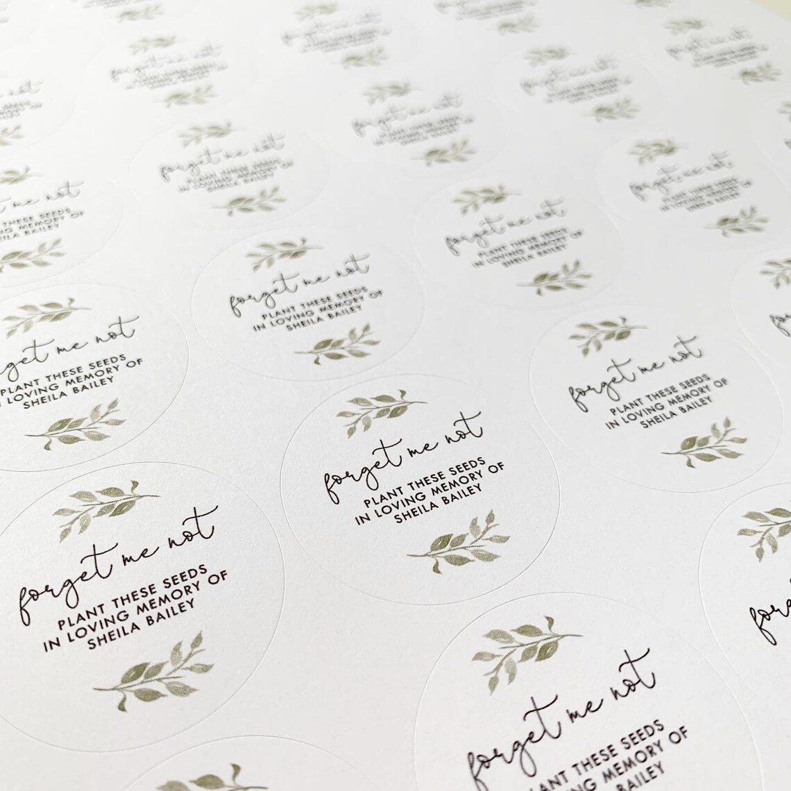 Forget Me Not - PERSONALISED Stickers // Memorial Stickers, Natural ...