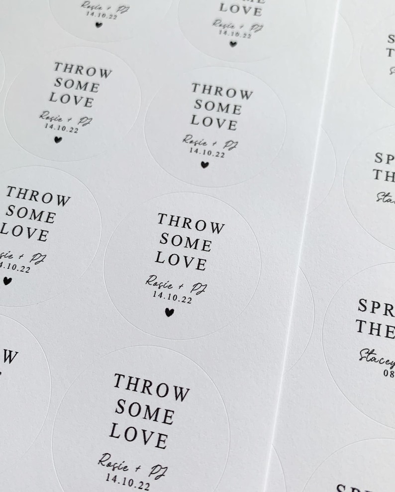 Throw Some Love // Modern Wedding Stickers Confetti Stickers - Etsy UK