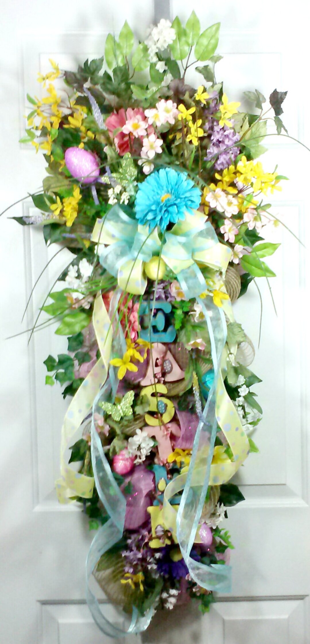 Easter Swag, Easter Deco Mesh Swag, Easter Wreath, Easter Deco Mesh ...