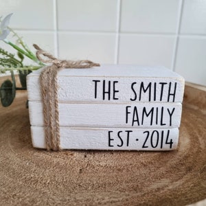 Custom Family Mini Book Stack Personalised White Tiered Tray - Etsy