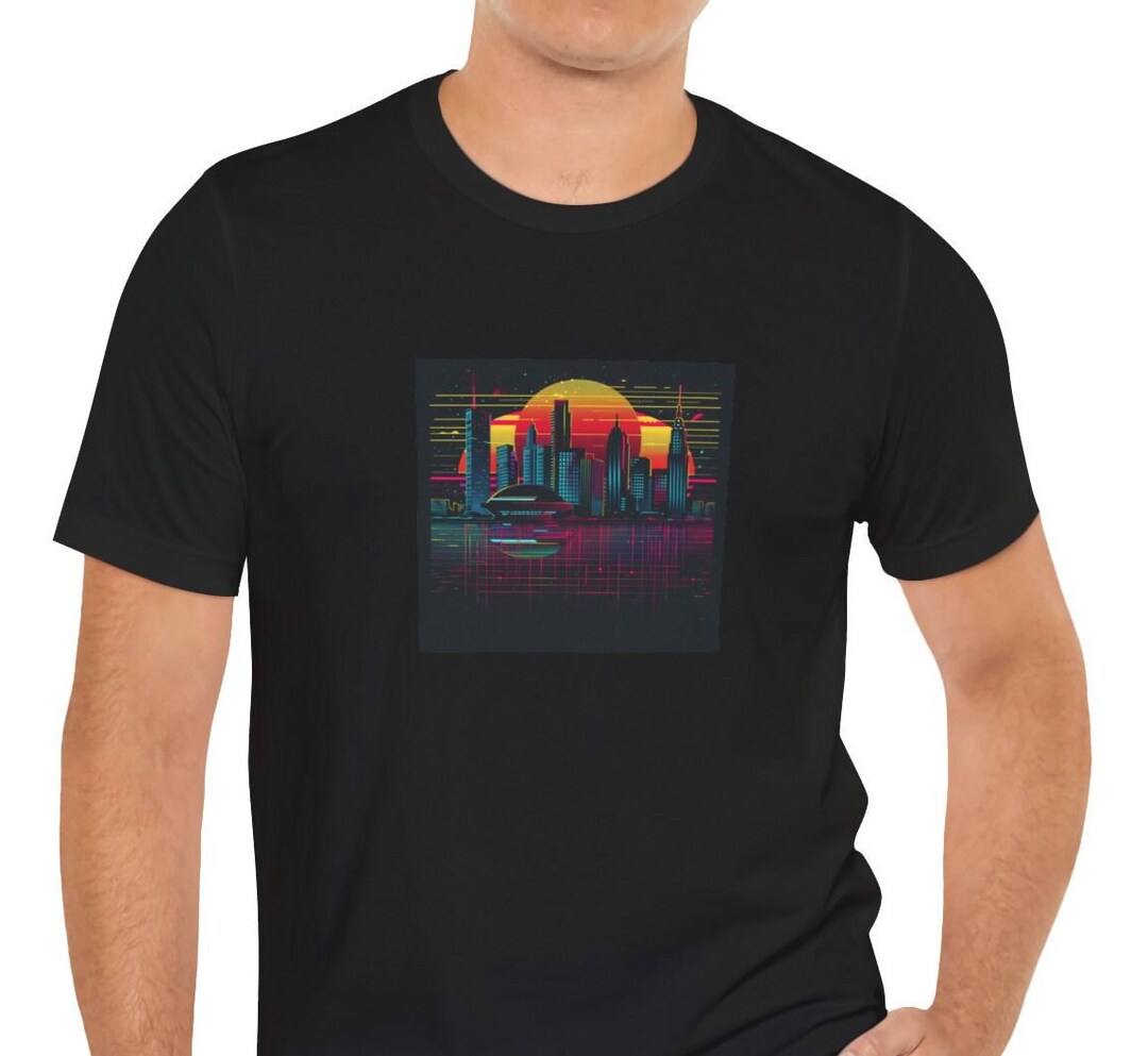 80's 90's Retro Cityscape Shirt T-shirt City Sunset - Etsy