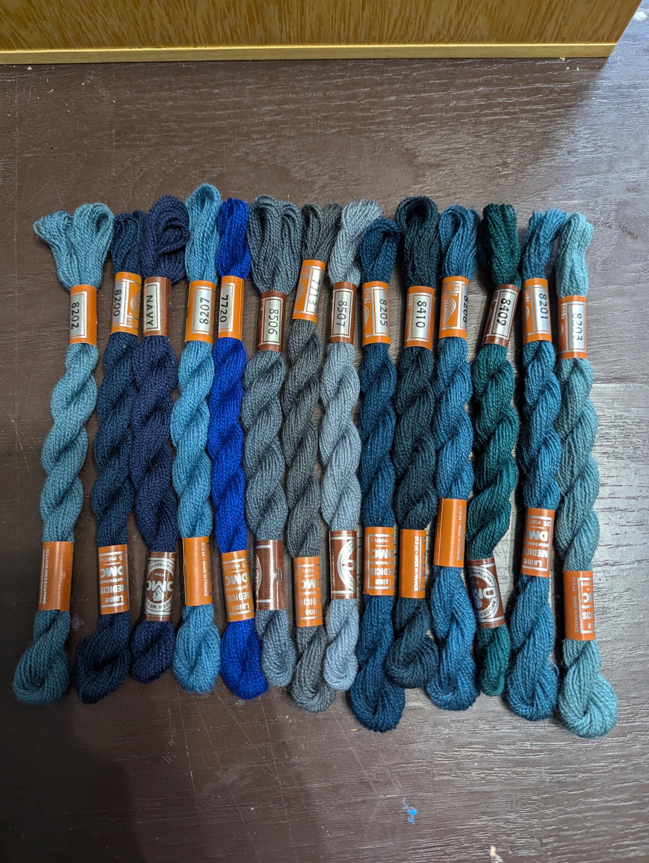 Vintage DMC Embroidery Thread: Dark Blue Variations(wool) - Etsy