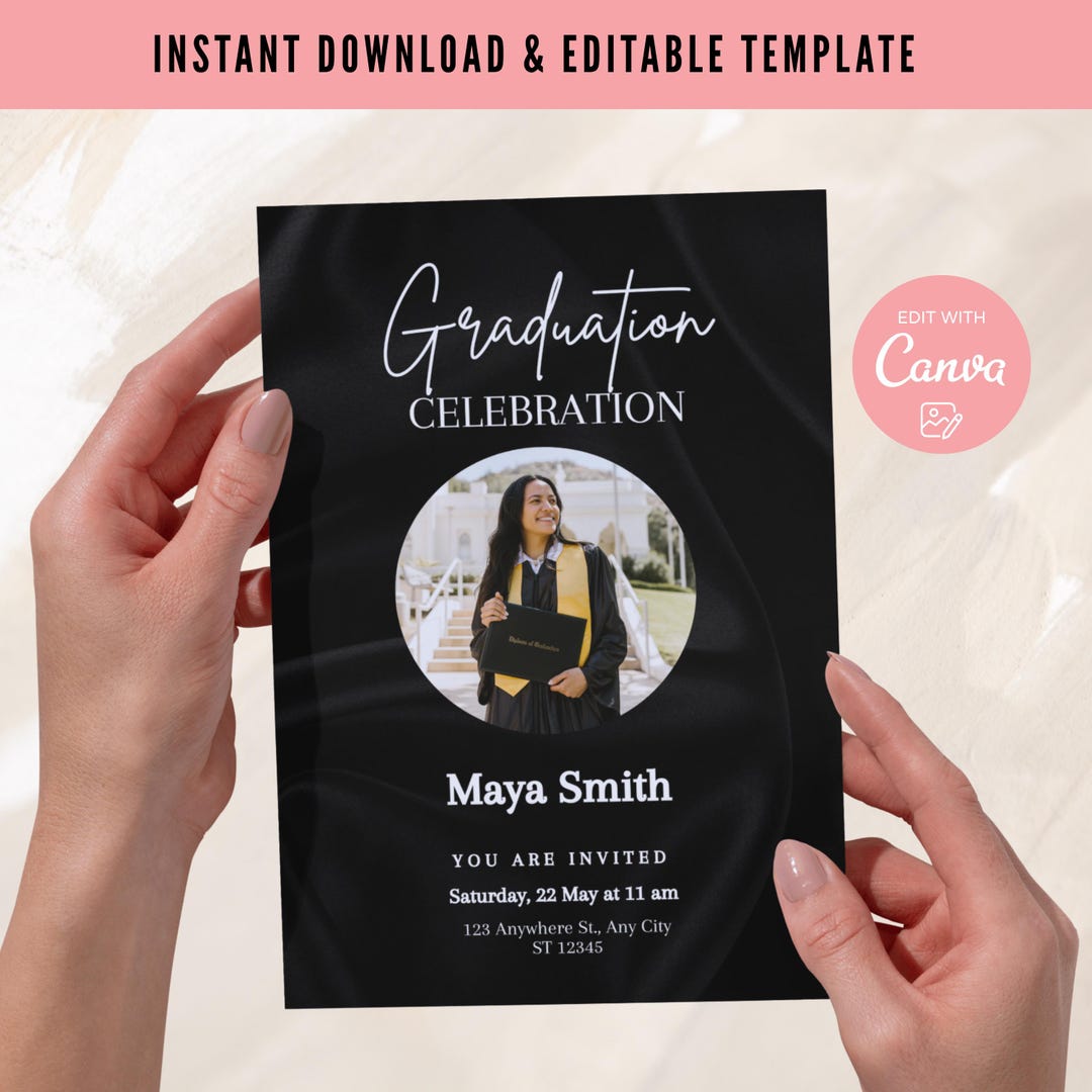 Neutral Graduation Invitation Template: Editable Party Invite (digital ...