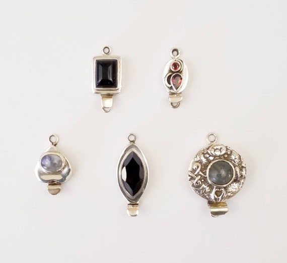Sterling Silver Stone Box Clasp Labradorite Moonstone Black - Etsy