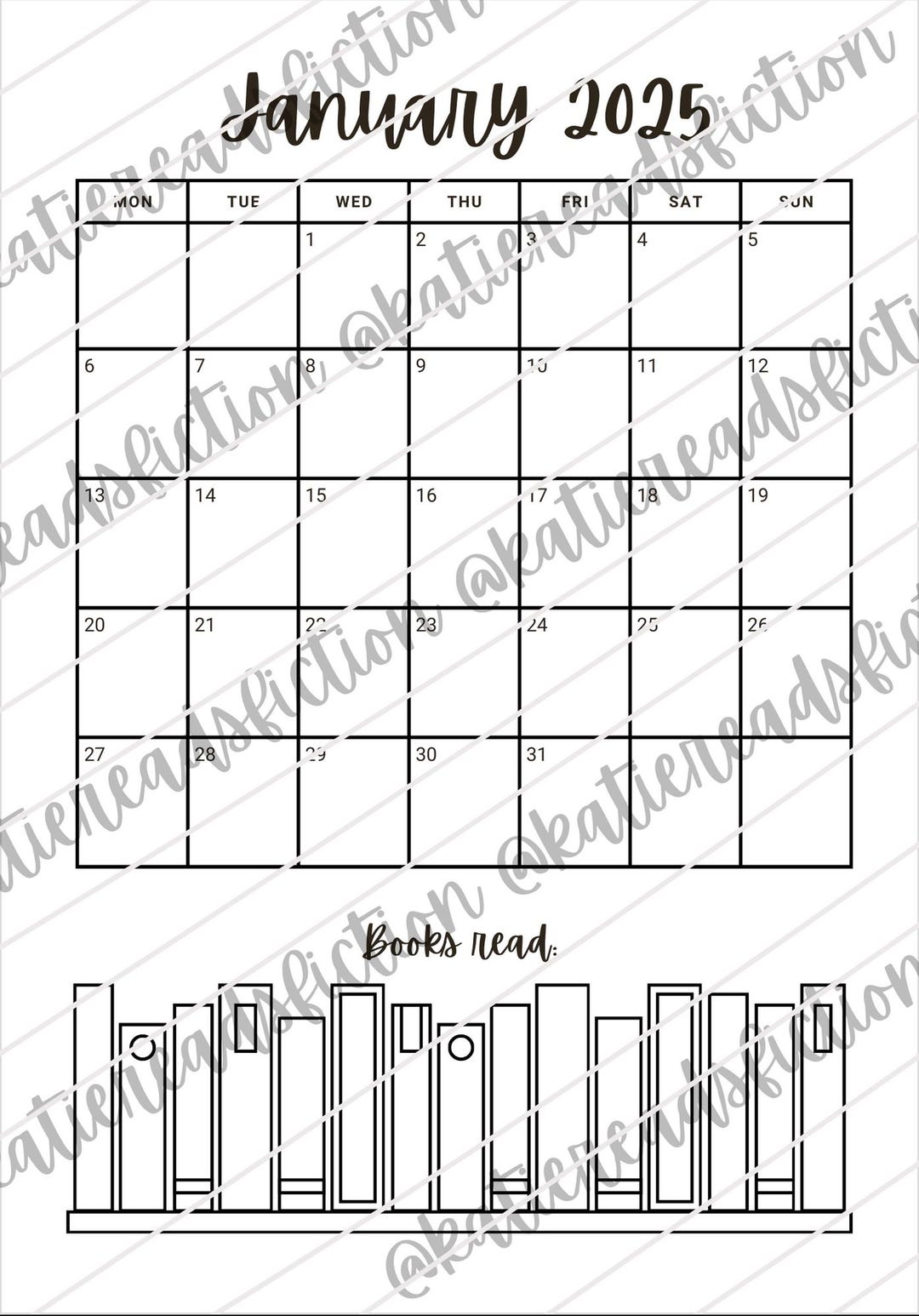 Reading Journal Printable A5 Monthly Trackers and Calendars - Etsy