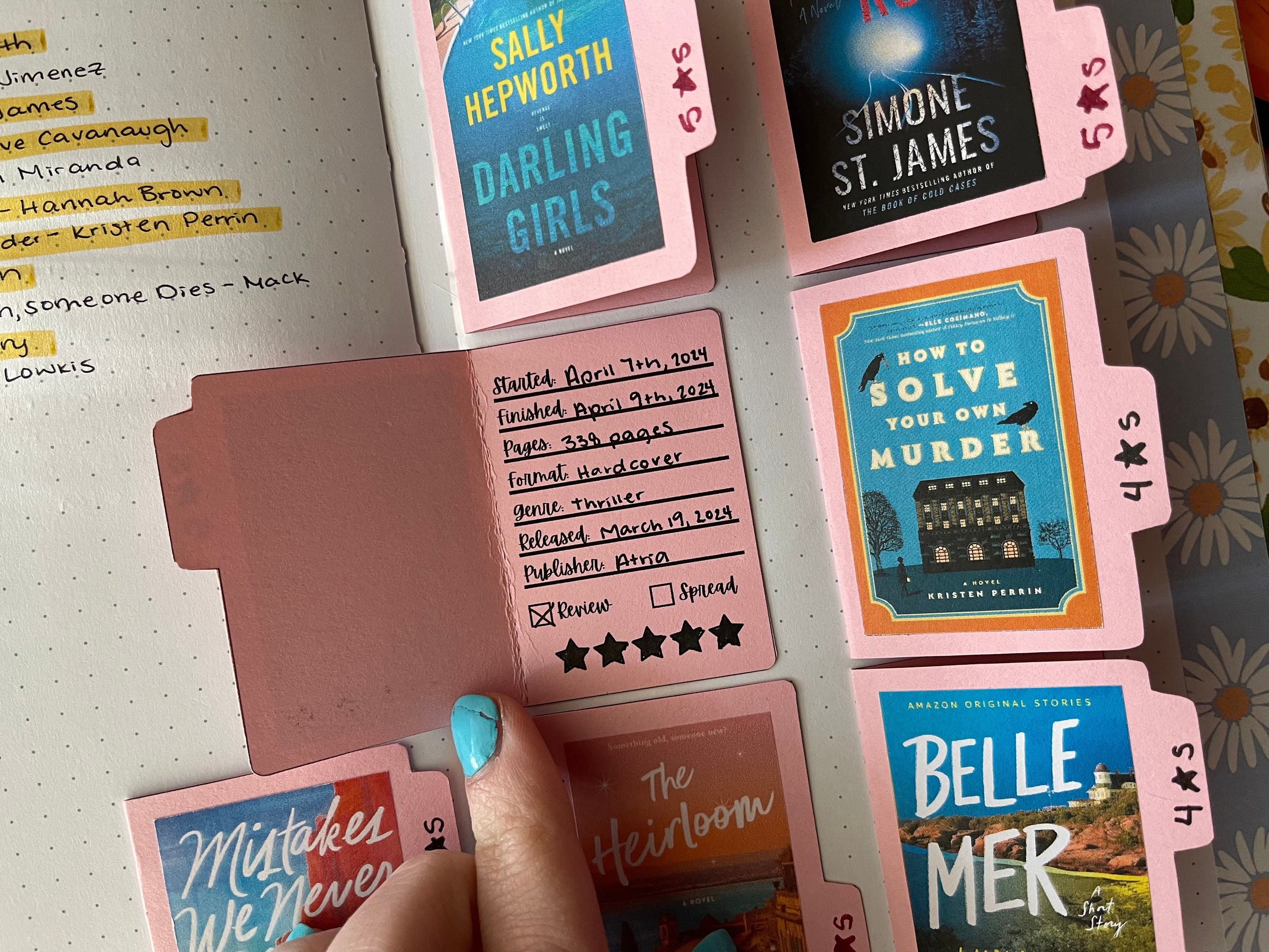 Reading Journal Mini Book Review File Folders Print - Etsy