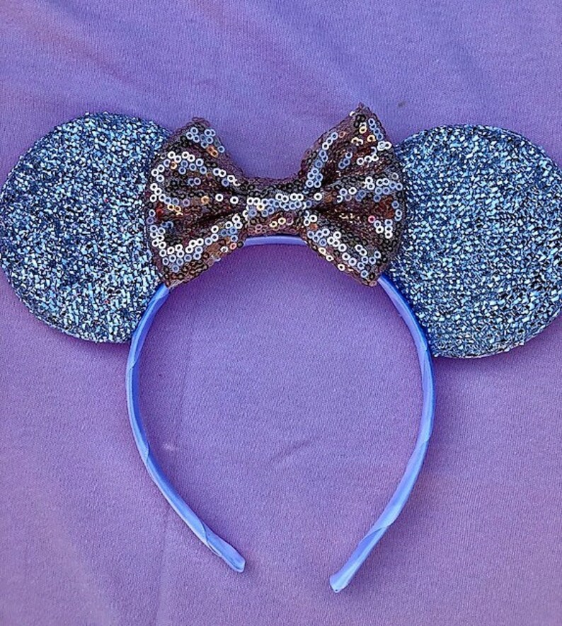 Create Your Own Custom Sparkly Silver Minnie Mouse Ears - Etsy
