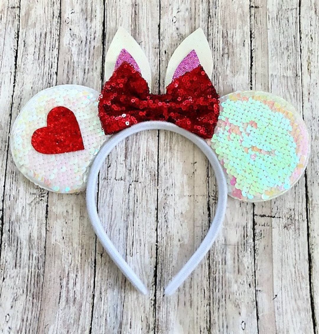 White Rabbit Sparkly Minnie Mouse Ears - Etsy