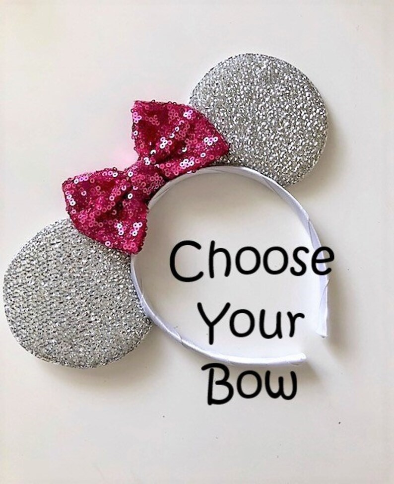 Create Your Own Custom Sparkly Silver Minnie Mouse Ears - Etsy