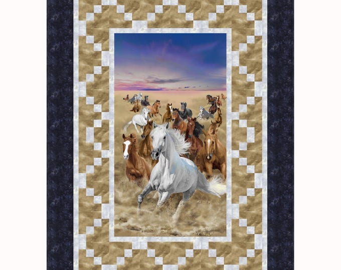 Horses Running Quilt Epattern, 5204-1e, Digital Pattern, Horse Panel ...