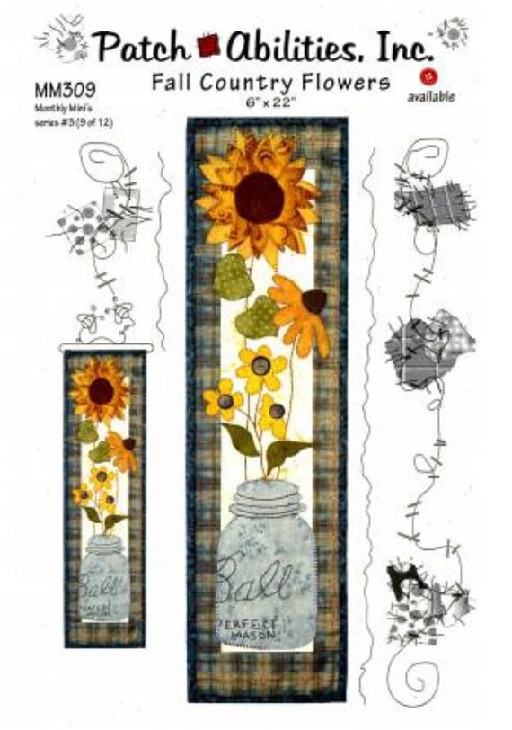 Fall Country Flowers-wall Hanging Quilt Pattern-monthly - Etsy