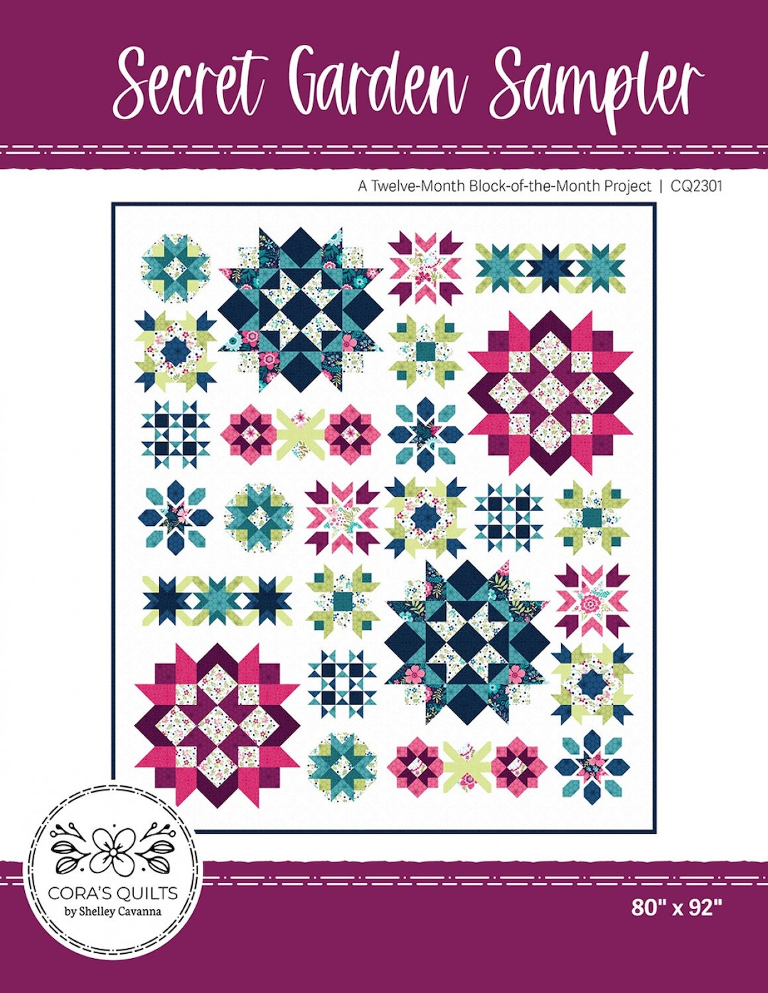 Secret Garden Sampler Quilt Pattern-cora's Quilts-shelley Cavanna - Etsy