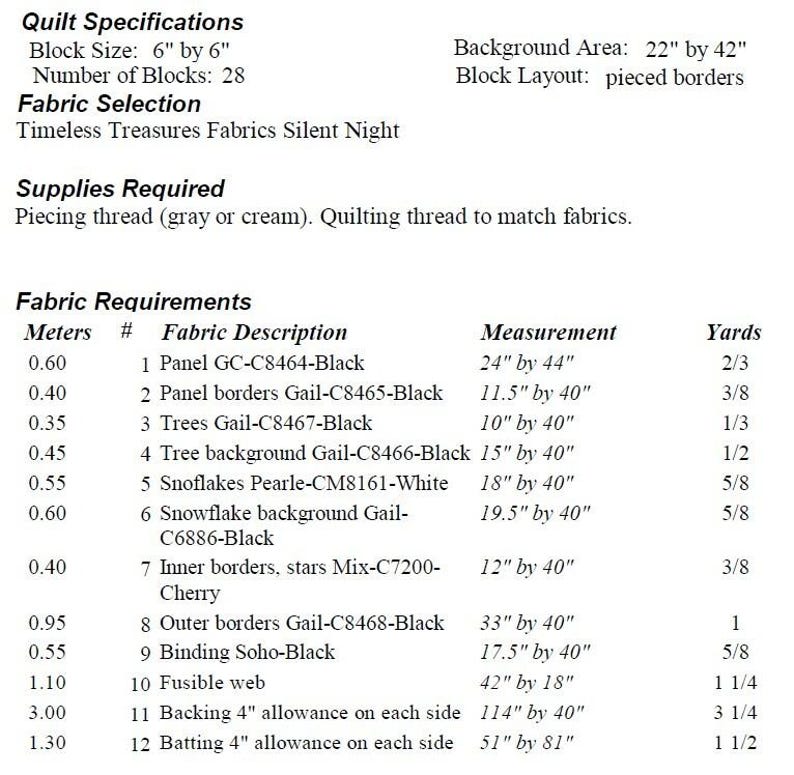 Silent Night Panel Quilt Pattern PDF Quilt Pattern-diane Mcgregor ...