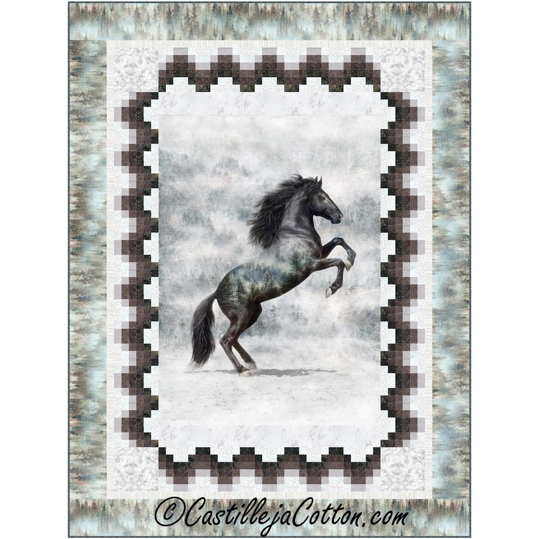Rearing Stallion Quilt Pattern (PDF Download) - Hoffman Horse Panel Lap ...