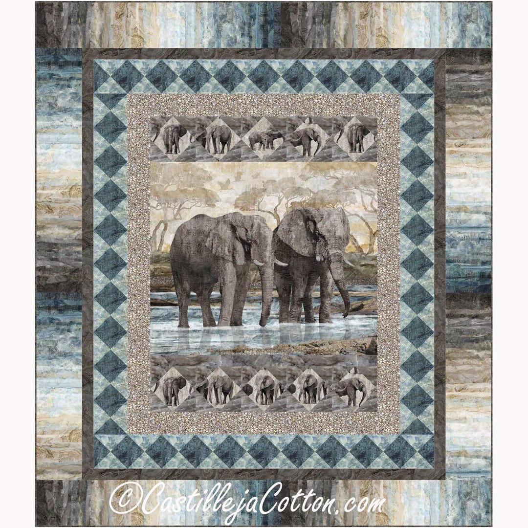 Elephants Queen Panel Quilt Pattern PDF Quilt Pattern-diane Mcgregor-castilleja Cotton - Etsy