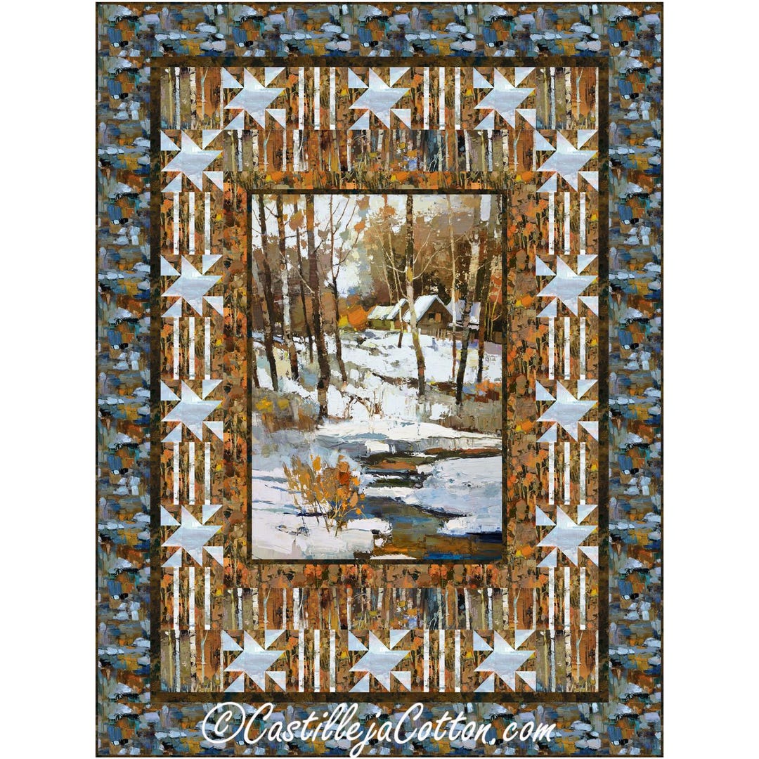 Cabin and Snowflakes Panel Quilt Pattern PDF Quilt Pattern-diane Mcgregor-castilleja Cotton ...