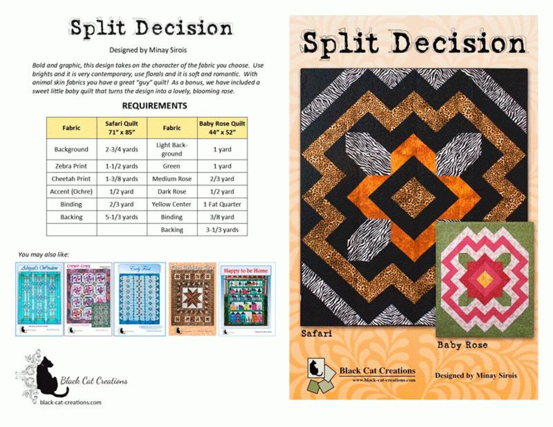 Split Decision Quilt Pattern: Safari & Baby Rose Quilts (PDF Pattern ...