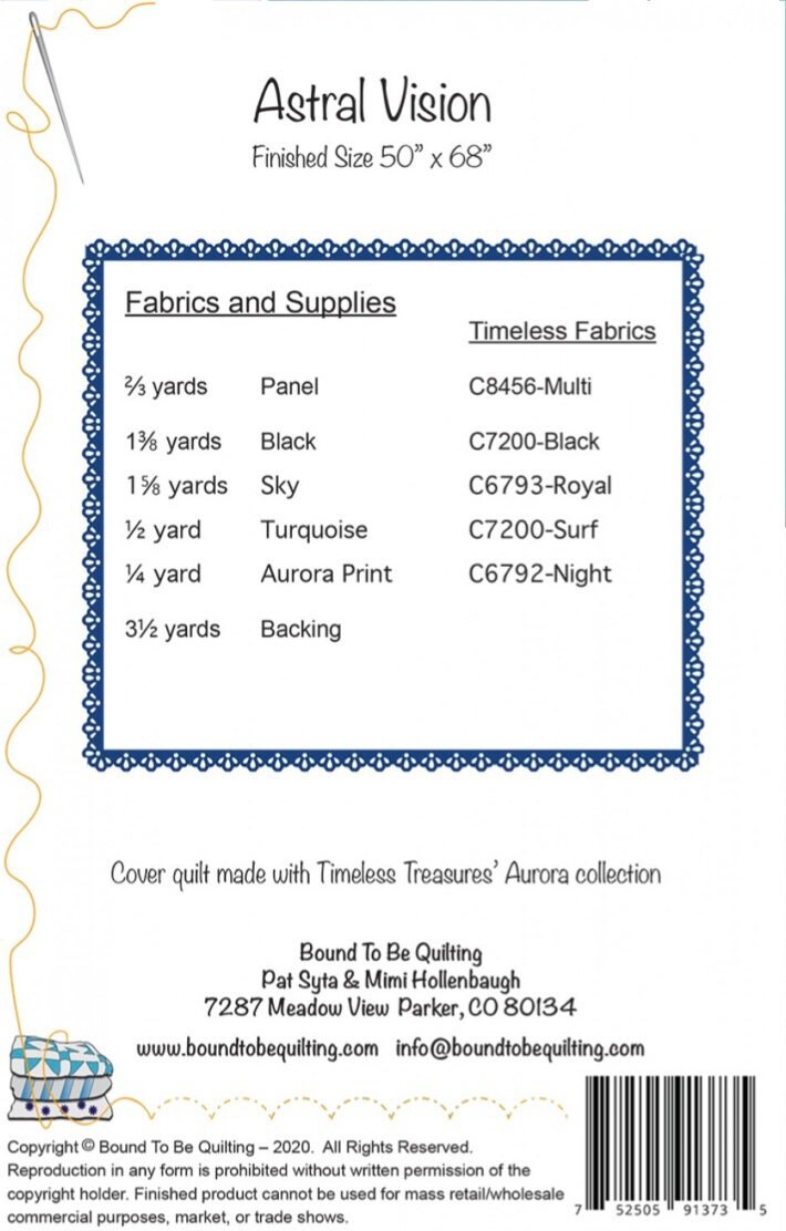 Astral Vision-panel Quilt Pattern Bound to Be Quilting - Etsy