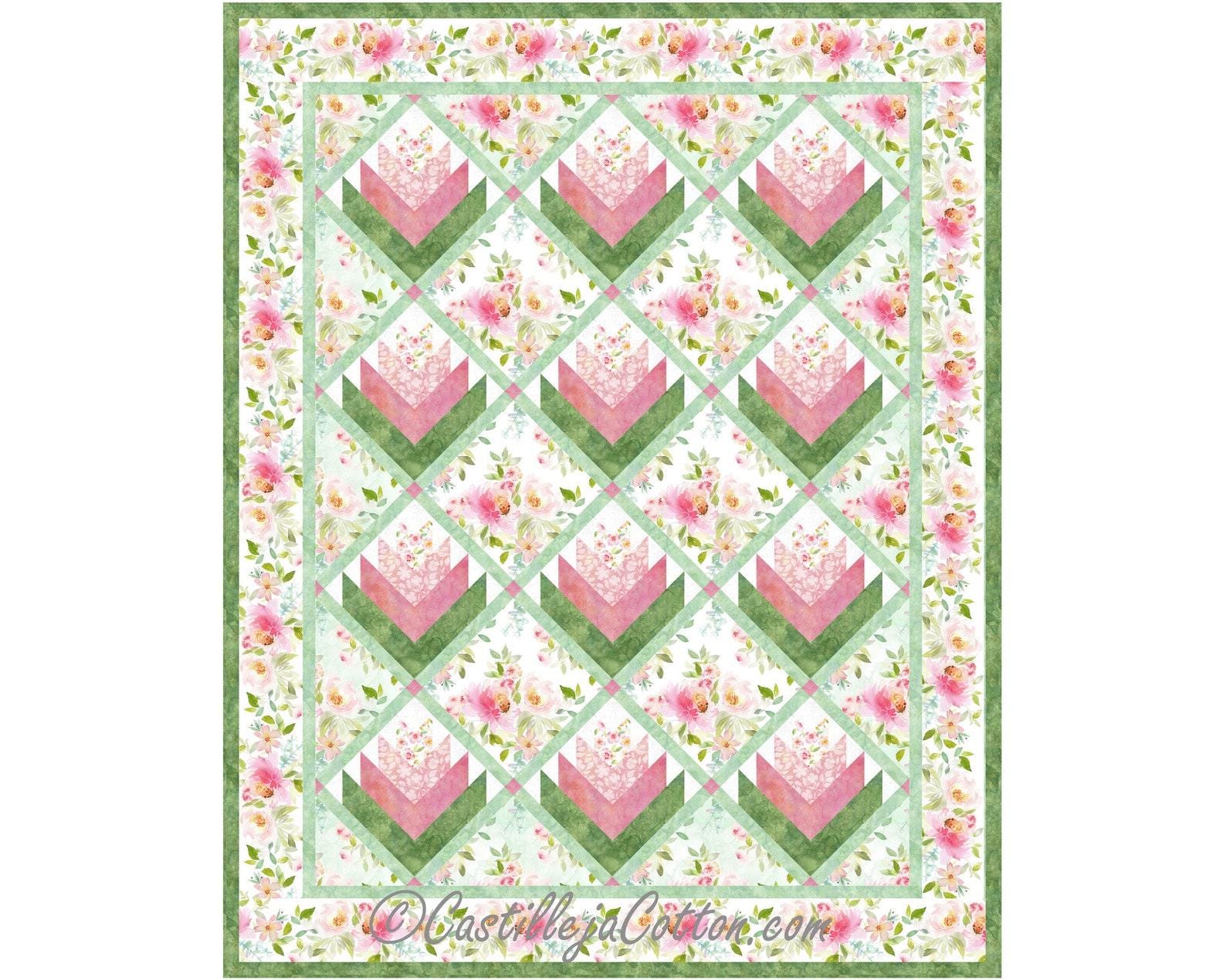 Floral Log Cabins PDF Quilt Pattern-diane Mcgregor-castilleja Cotton ...