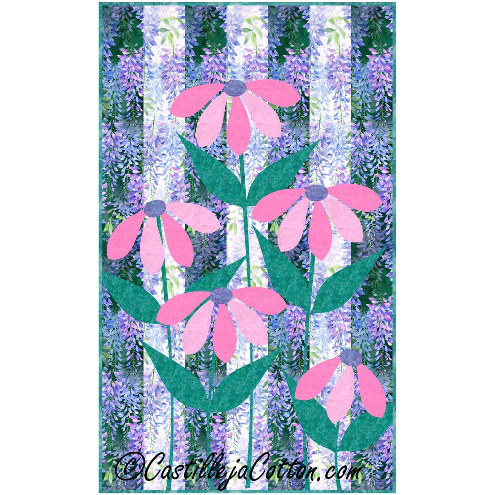 Ribbon Cone Flowers Quilt Pattern: Fusible Appliqué Wall Hanging (PDF ...