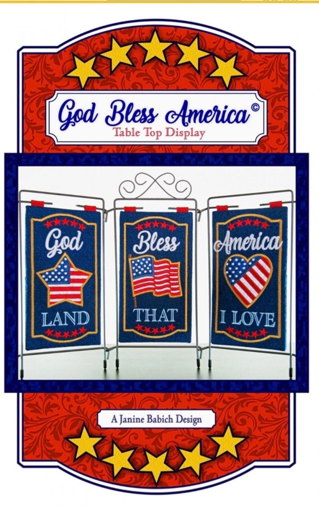 God Bless America Table Top Display Machine Embroidery Pattern janine ...