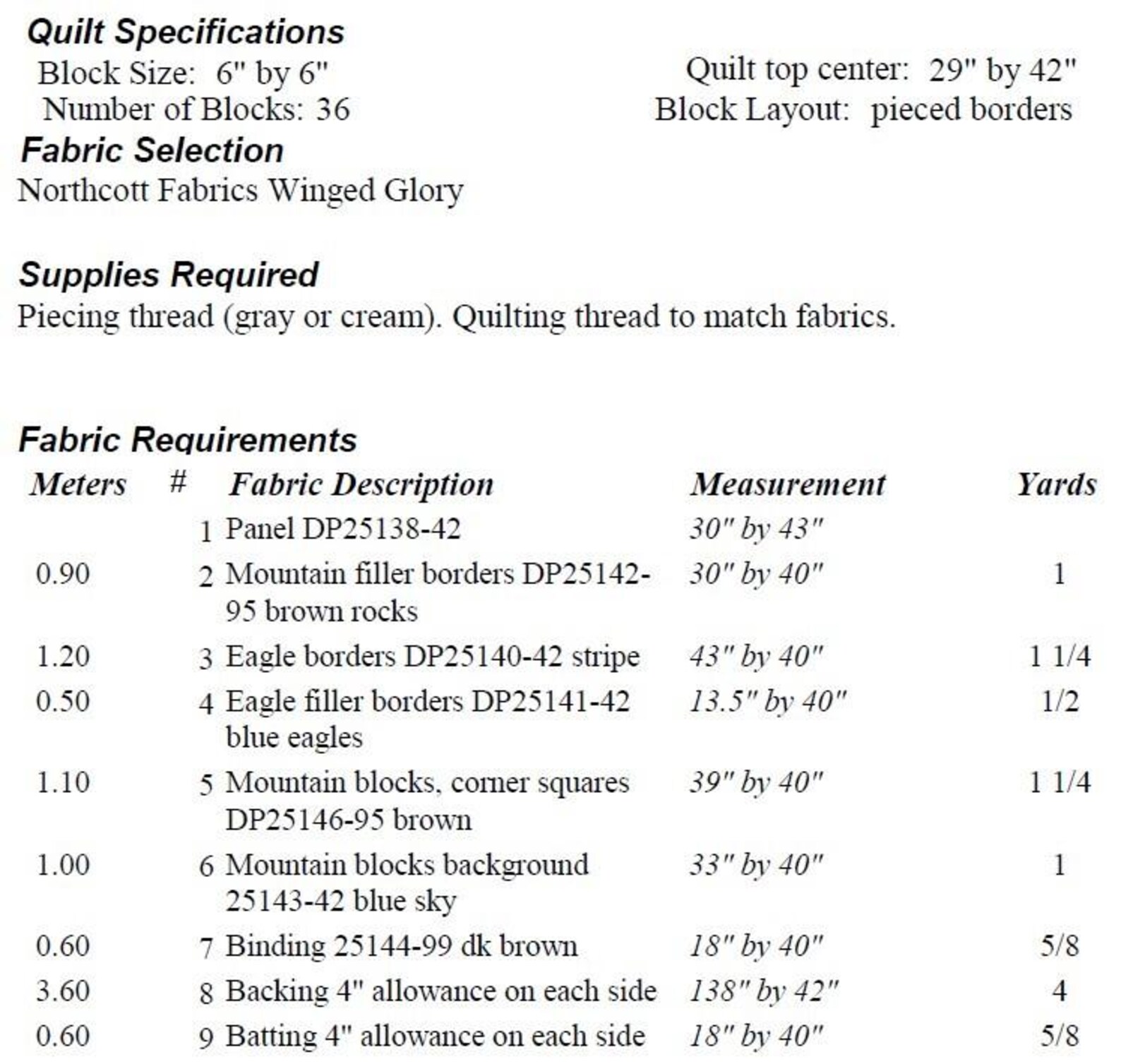 Eagle Trio Panel Quilt Pattern PDF Quilt Pattern-diane Mcgregor ...