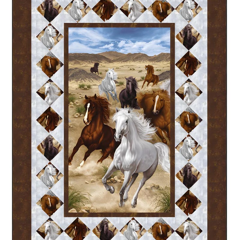 Horse Panels Quilt - Etsy UK