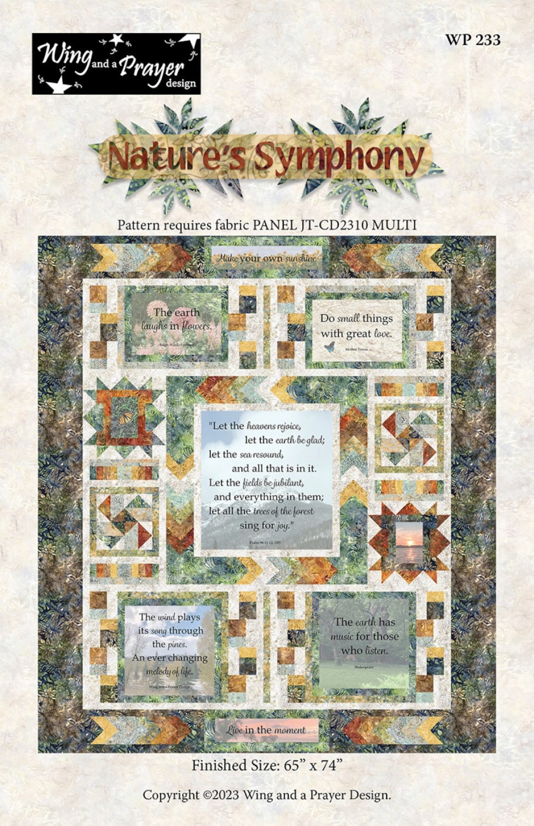 Natures Symphony -quilt Pattern-wing and a Prayer Design-panel Quilt ...