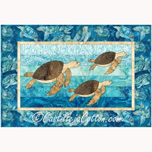 Cruising Turtles Quilt Pattern PDF - Mini Wall Hanging, Fusible ...