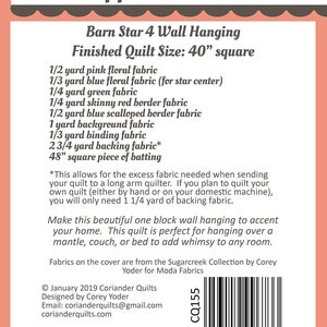 Barn Star 4 Quilt Pattern by Coriander Quilts-corey Yoder - Etsy