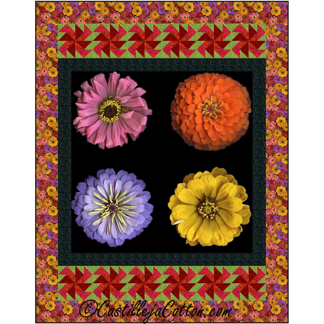 Pinwheel Flower Power Quilt Pattern (PDF Download) - Clothworks Flower ...
