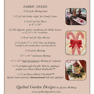 Candy Canes & Holly-table Runner Pattern quilted Garden Designs - Etsy