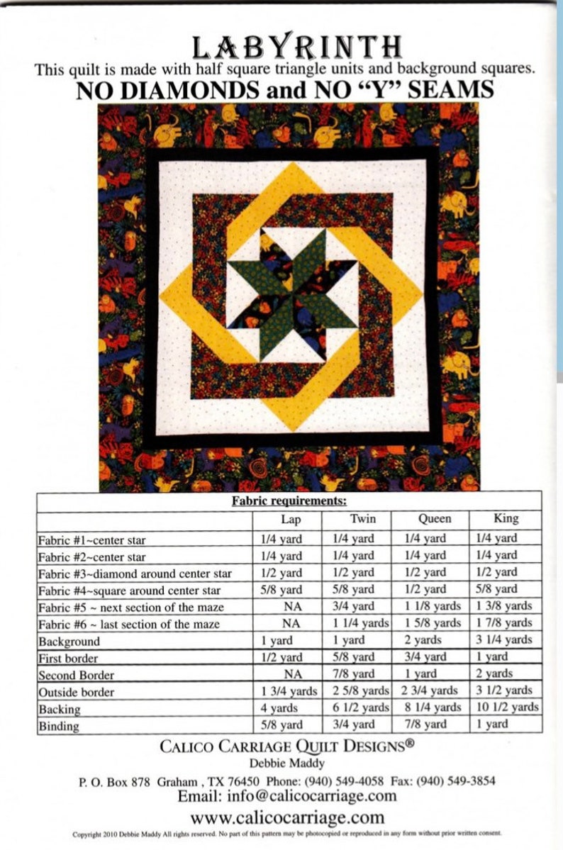 Labyrinth Quilt Pattern-calico Carriage Quilt Pattern-debbie - Etsy