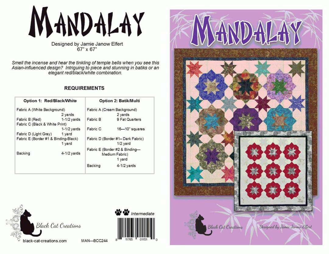 Mandalay Quilt Pattern PDF Quilt Pattern-pieced Quilt Pattern by Black ...
