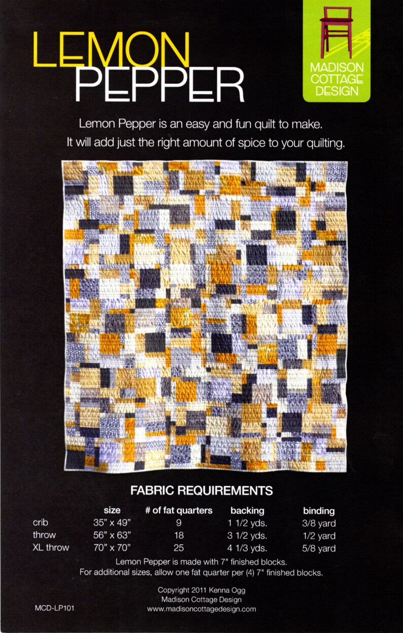 LEMON Pepper-quilt Pattern Kenna Ogg Madison Cottage Designs | Etsy