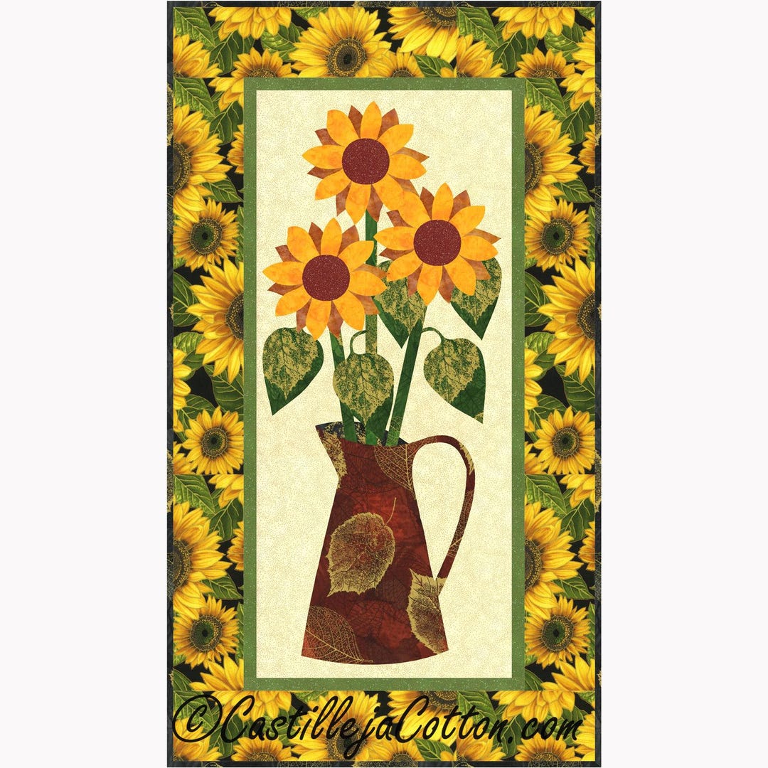 Sunflowers in a Jug PDF Quilt Pattern - Digital Download Mini Wall Hanging | Easy Fusible ...