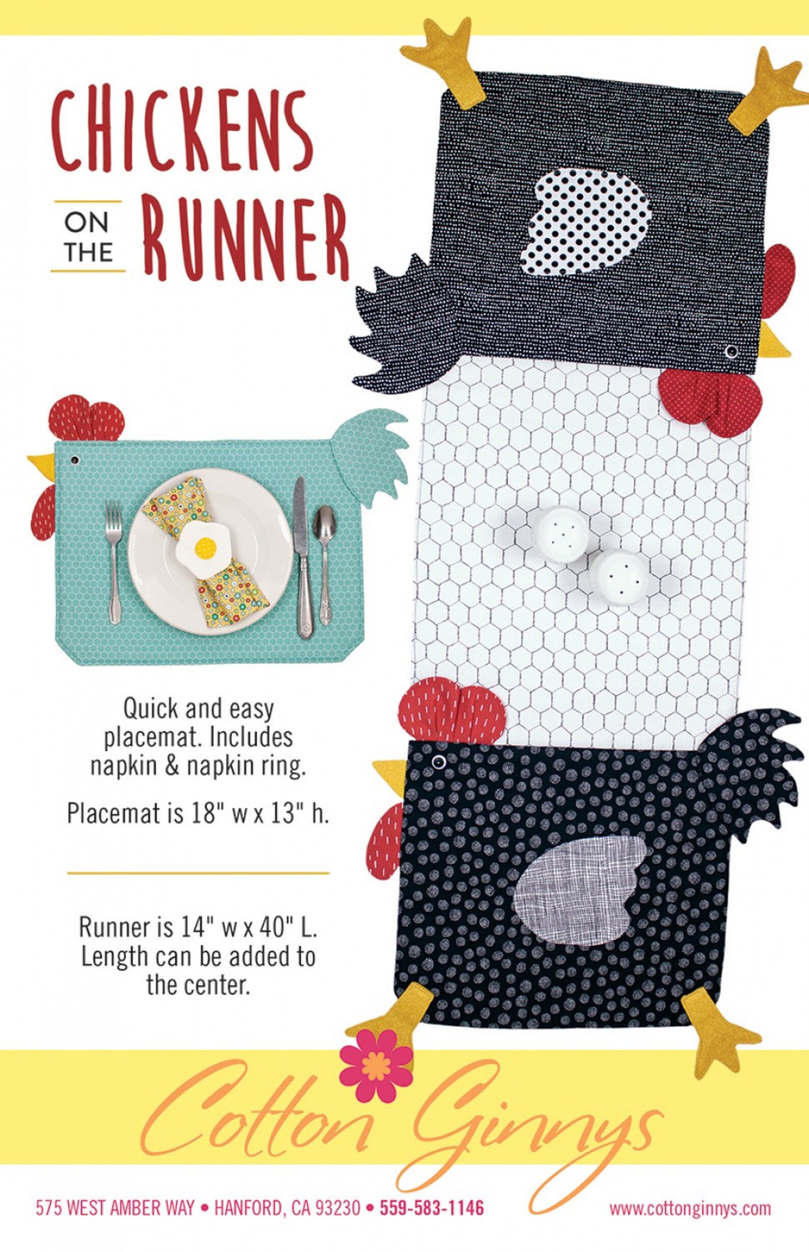 Chicken on the Runner-table Runner Pattern-cotton Ginnys - Etsy