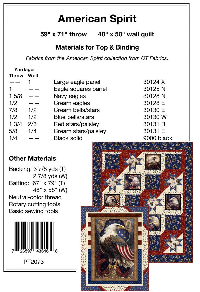 American Spirit Quilt Pattern: Panel Throw & Wall Quilt - Etsy