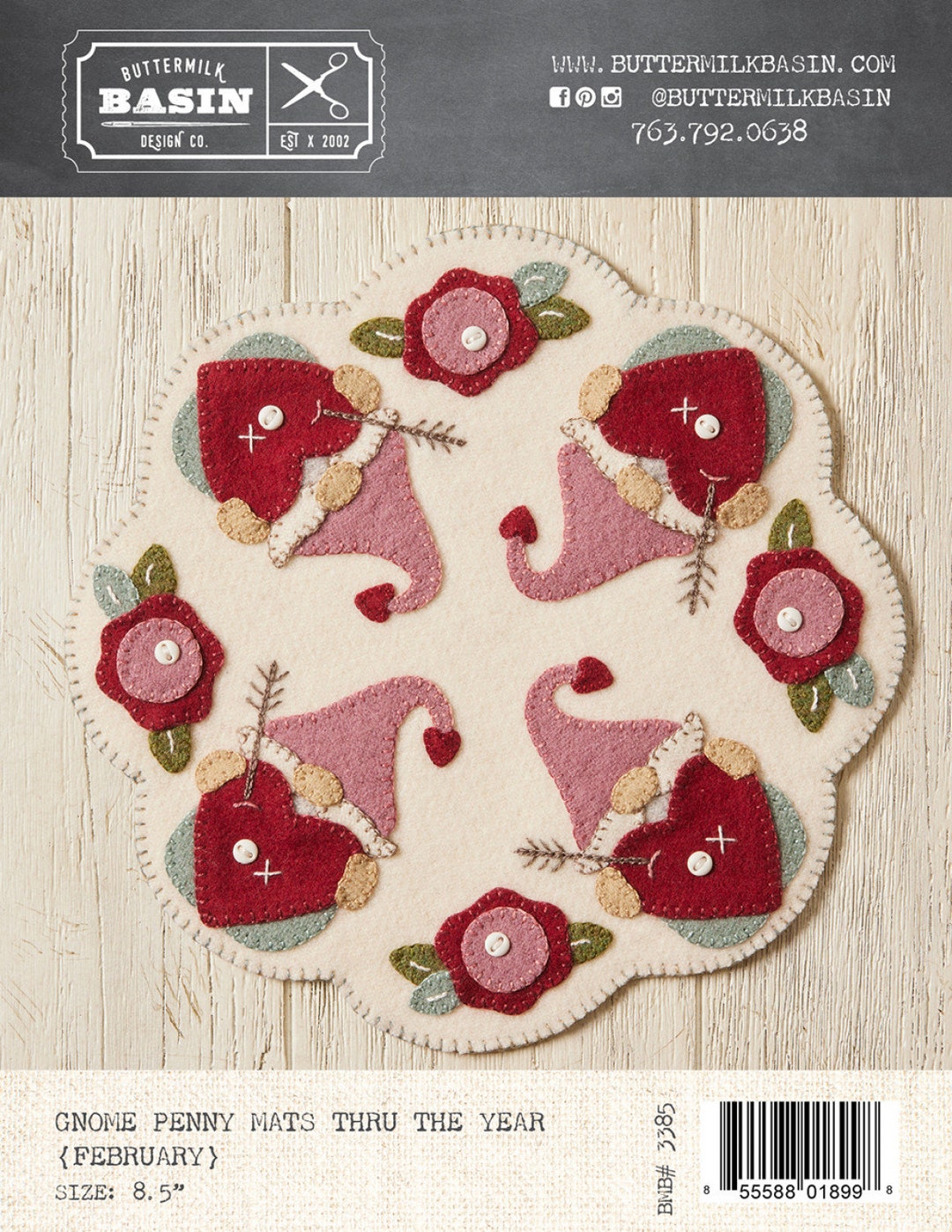 PREORDER: Gnome Penny Mats Thru the Year-february Wool Mat Pattern ...