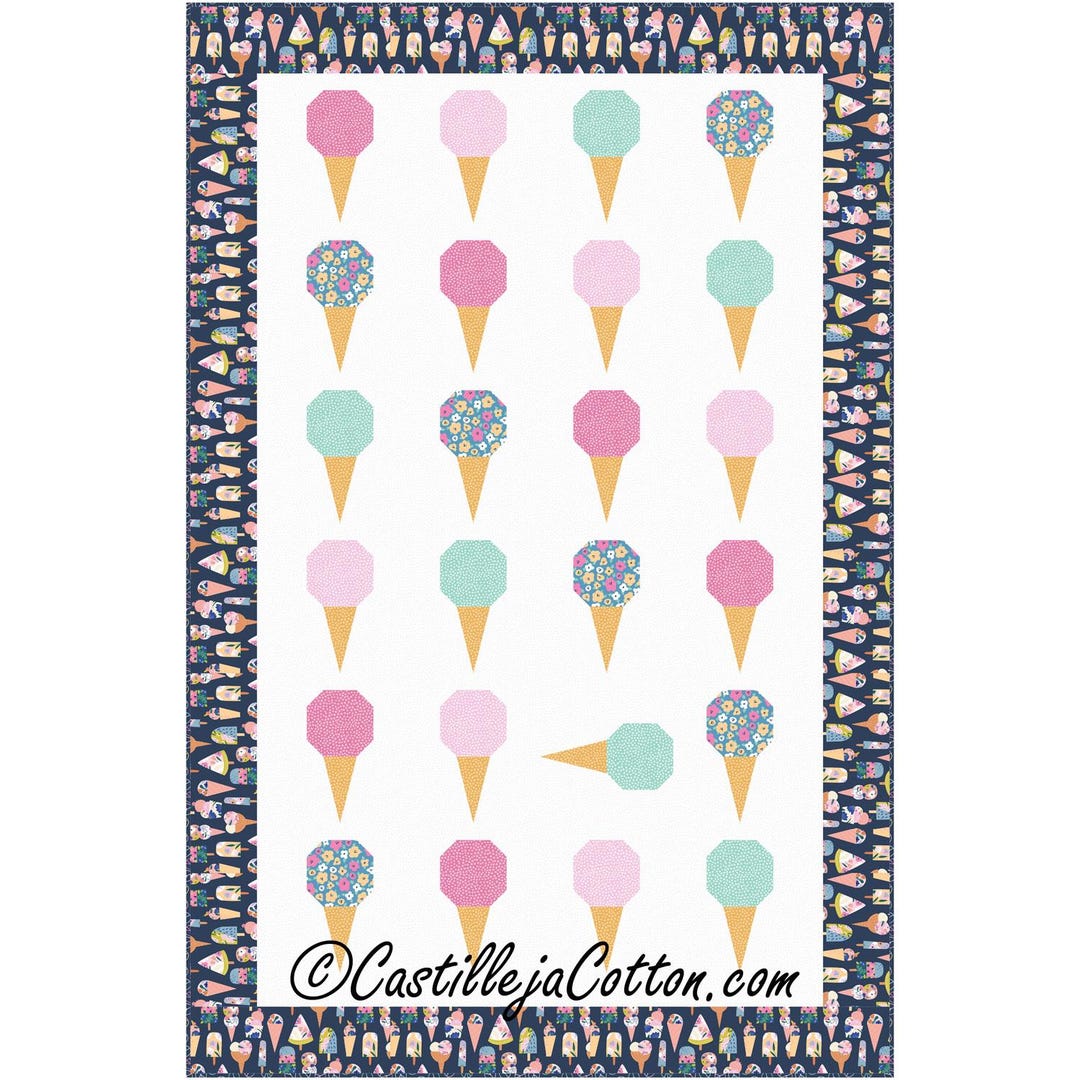 Ice Cream Cone PDF Quilt Pattern – Child Size – Appliqué & Pieced ...