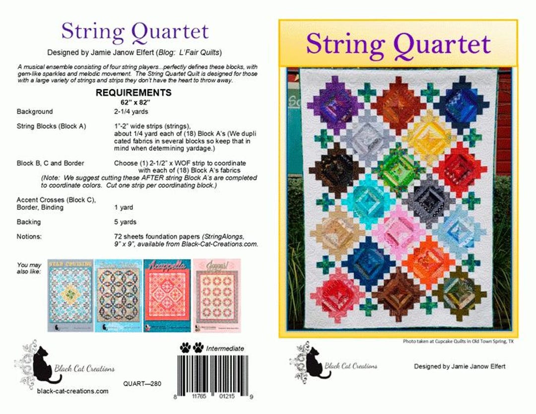 String Quartet Quilt Pattern PDF Quilt Pattern-pieced Quilt Pattern by ...