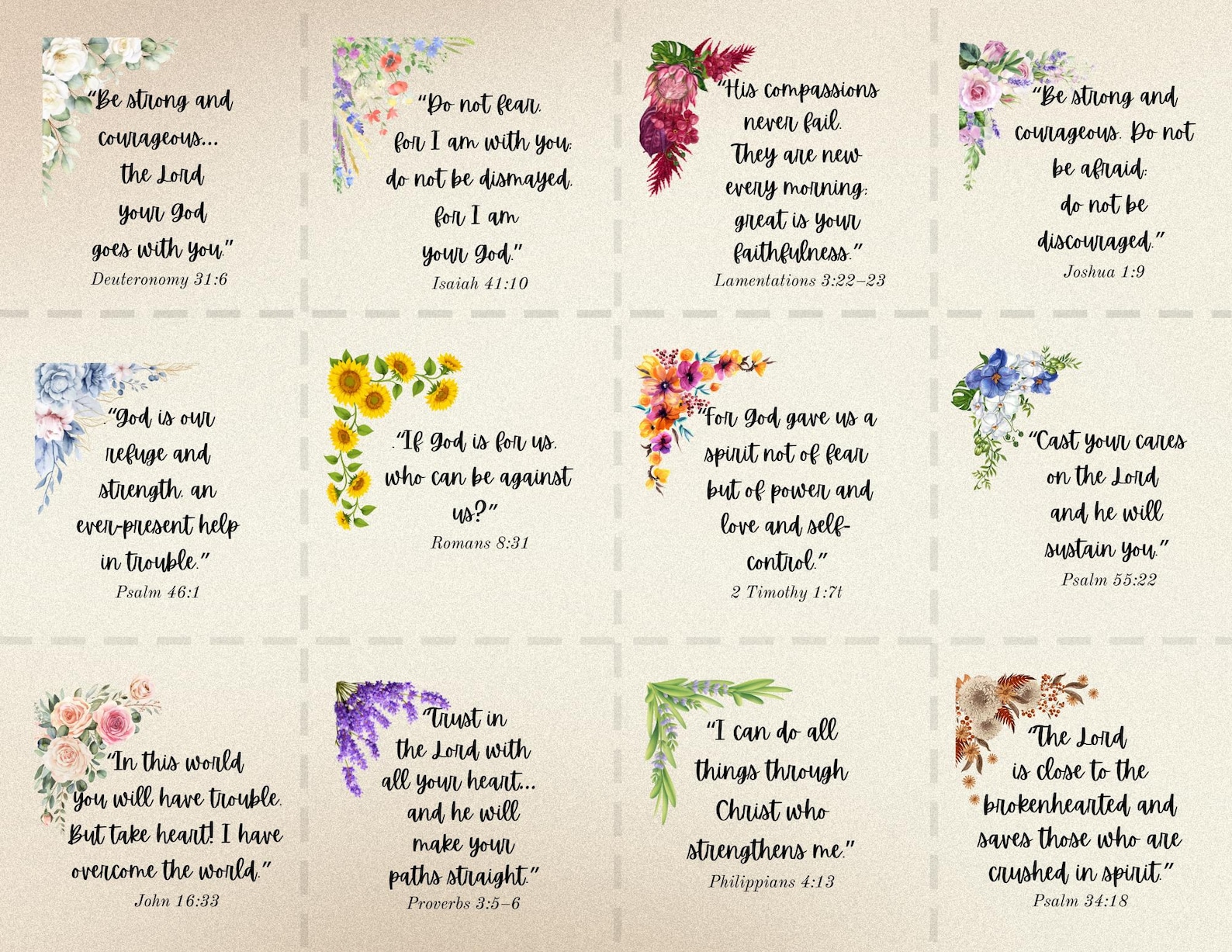 Pocket Prayer Quilt Scripture Cards – 12 Printable Bible Verses ...