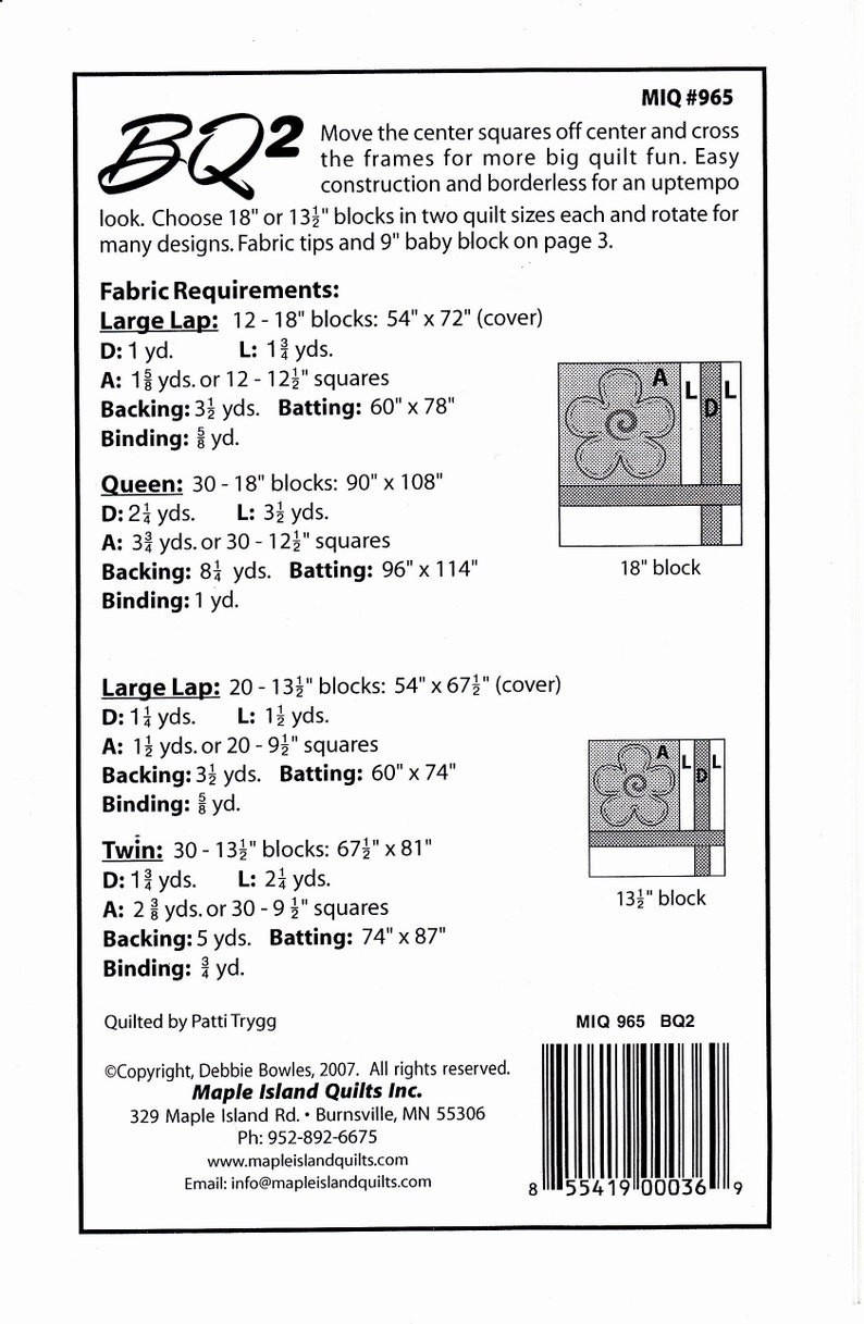 BQ2 Quilt Pattern-maple Island Quilts-large Block Quilt | Etsy