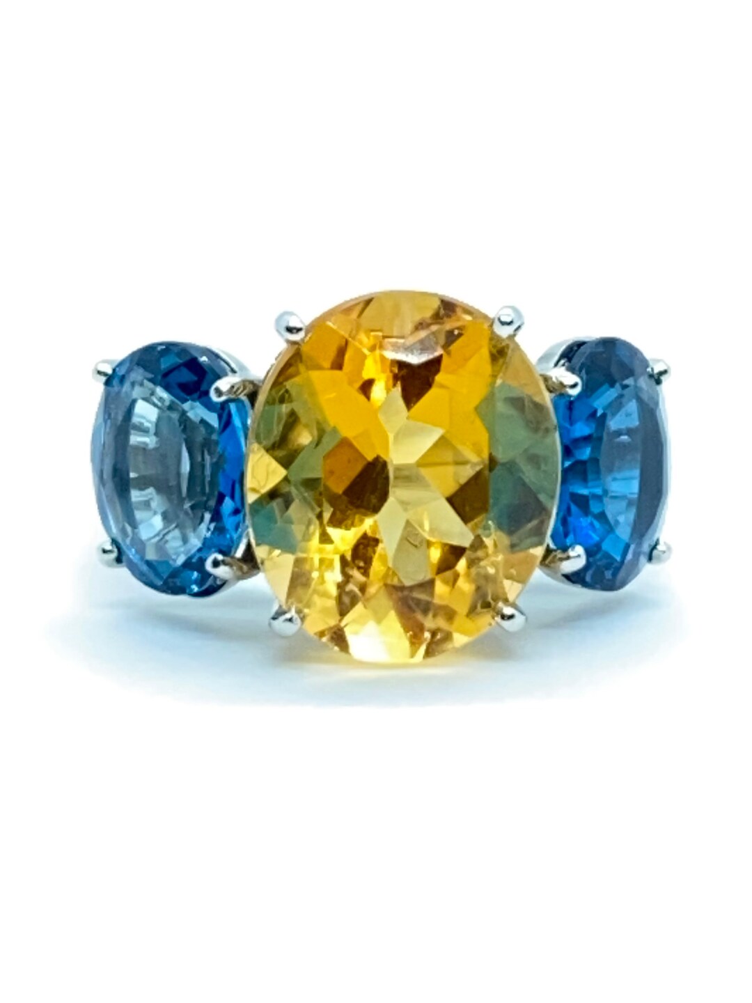 Huge Platinum Gem Three Stone Ring - Etsy