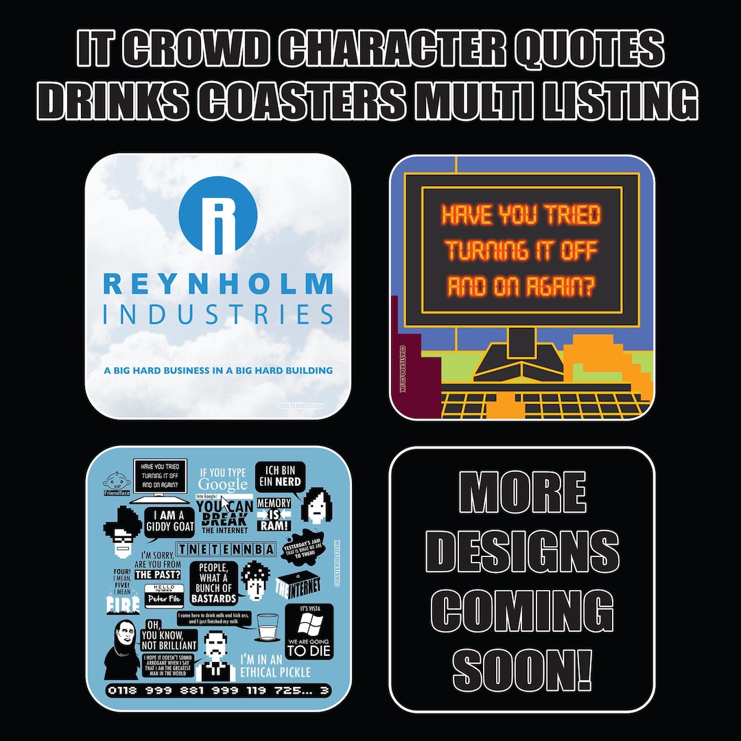IT CROWD "raw Back" Coasters - Hot Drinks / Bar Mat - Choose Yours ...