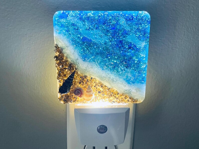 Sea Glass Beach Night Light: Coastal Wave Decor - Etsy