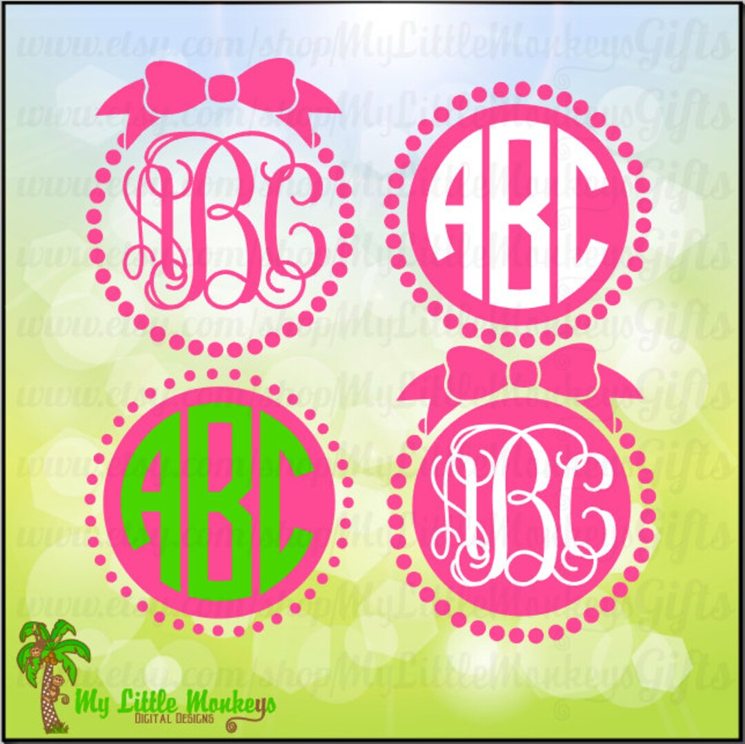 Circle Dots With Bow Monogram Base Design Commercial Use SVG - Etsy