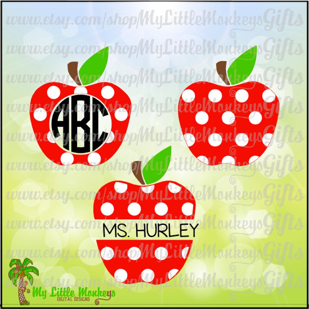 Polka Dot Apple Split and Polka Dot Apple Monogram Base - Etsy