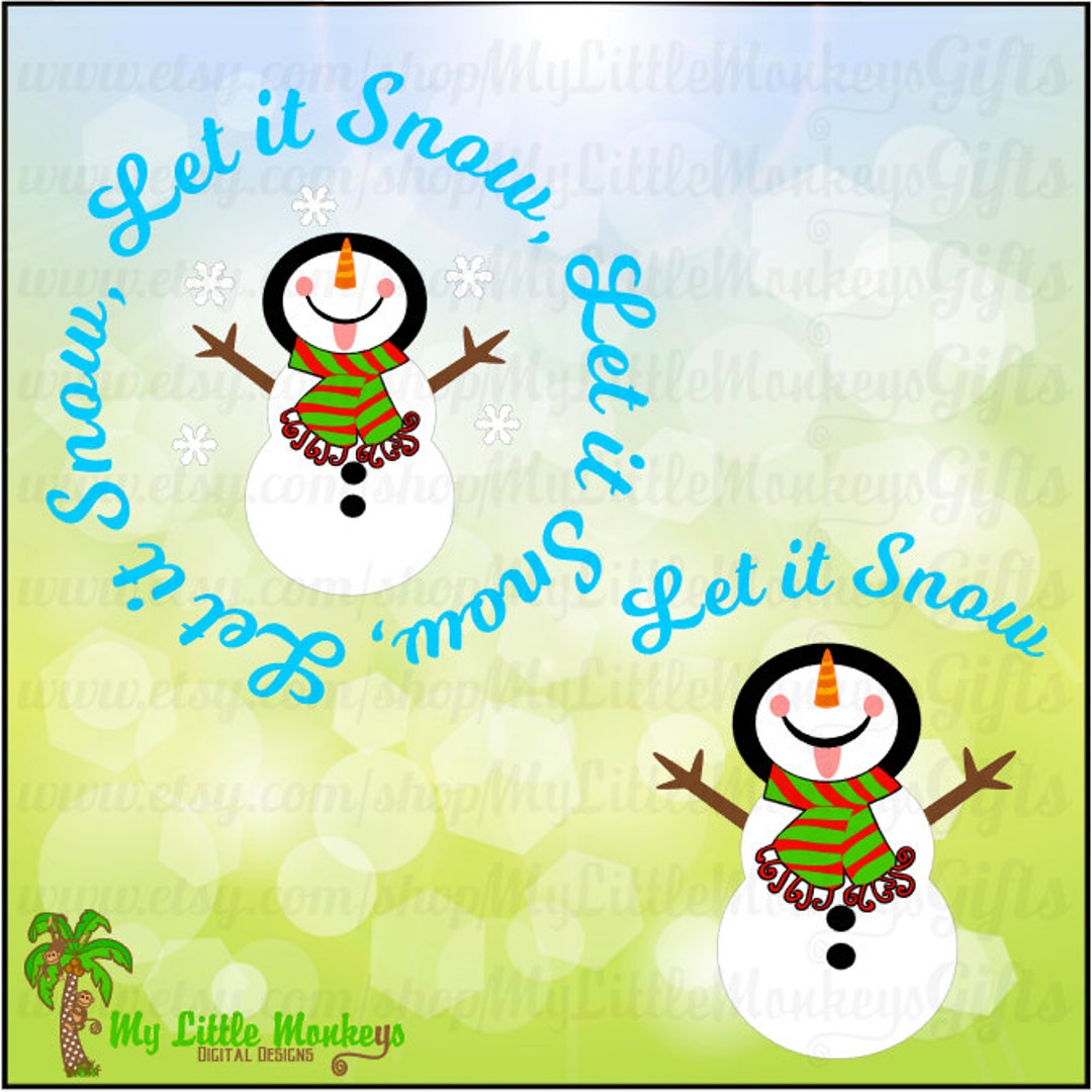 Let It Snow Snowman Catching Snowflakes Design Digital Clipart - Etsy